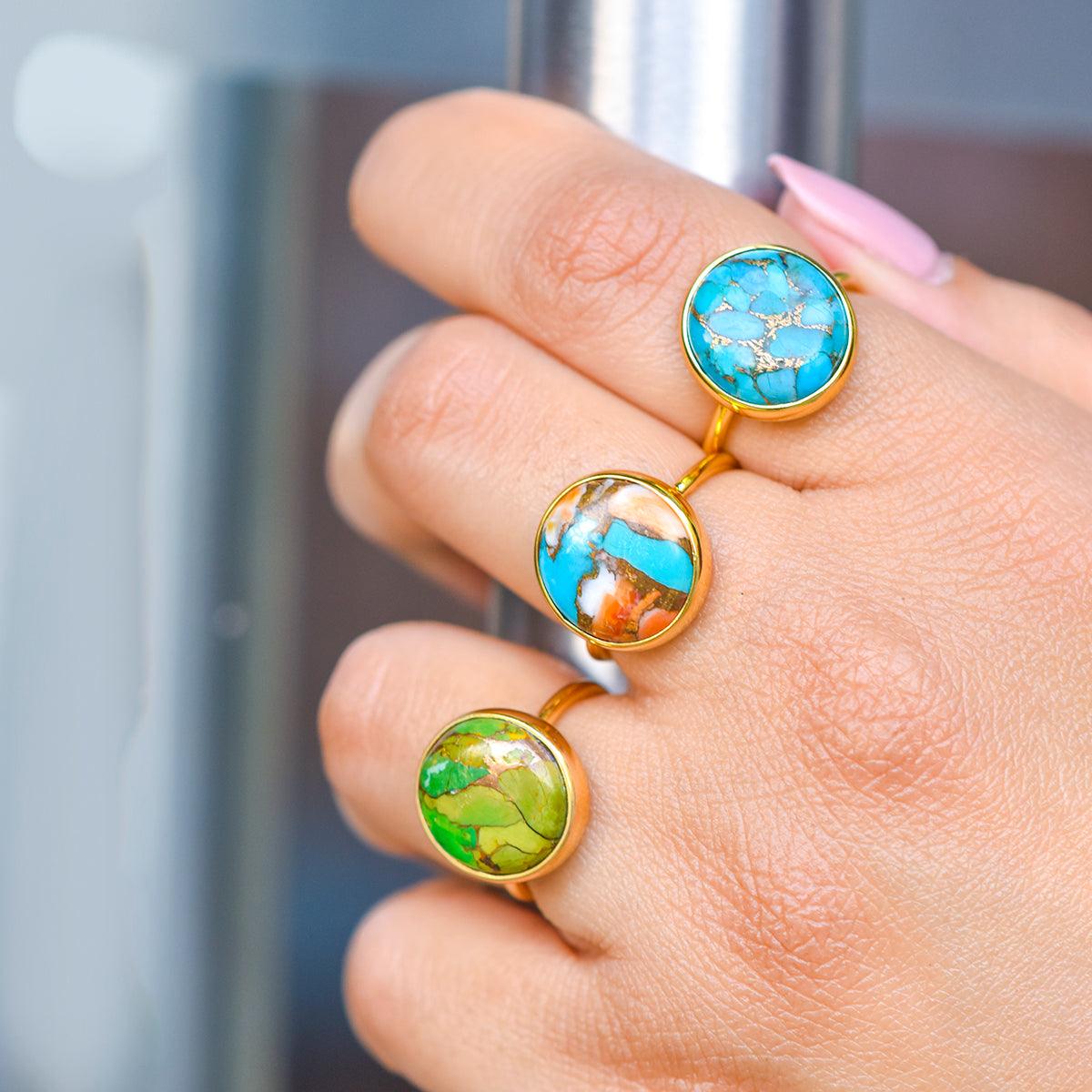 Blue copper turquoise ring store